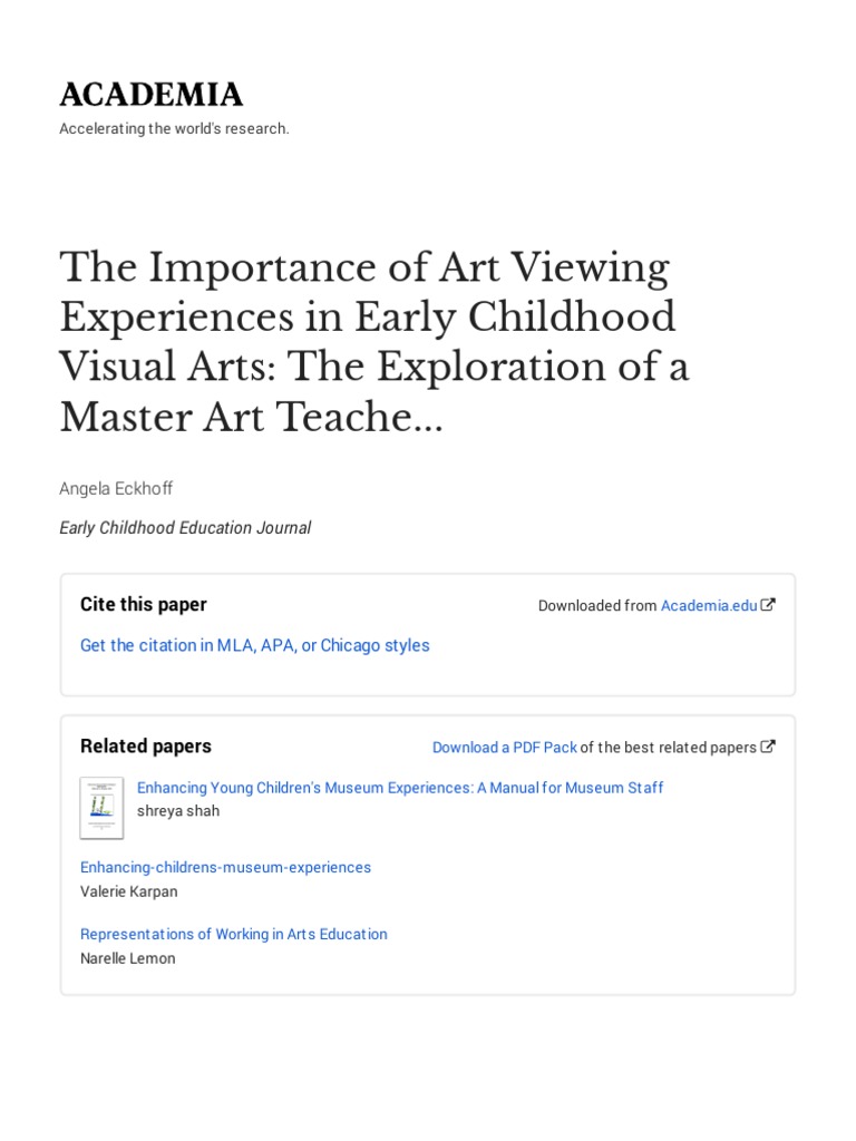 The Importance of Art Viewing Experiences in Early Childhood Visual ...
