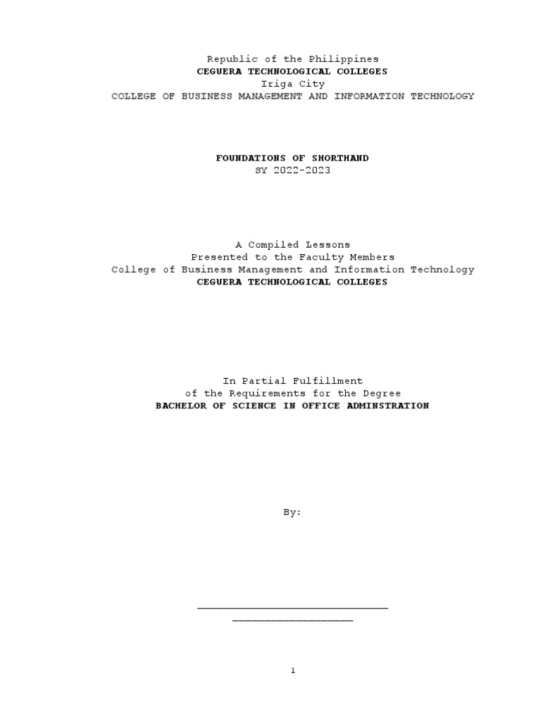 FINAL-compilation of Foundation of Shorthand | PDF | Shorthand | Linguistics