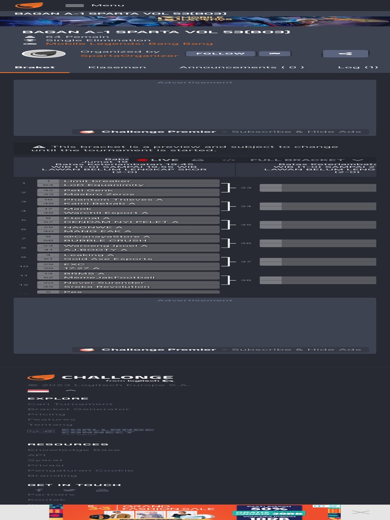 Bagan A-1 Sparta Vol 53 (Bo3) - Challonge | PDF