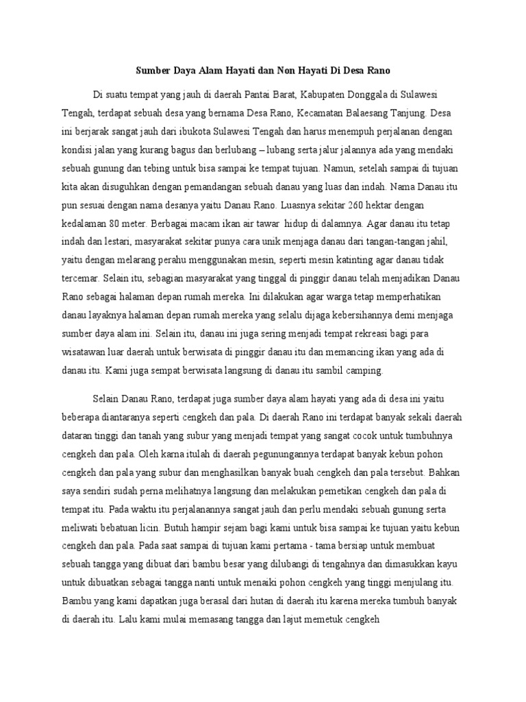 Danau Rano dan Kekayaan Alam Desa Rano | PDF | Ilmu Sosial