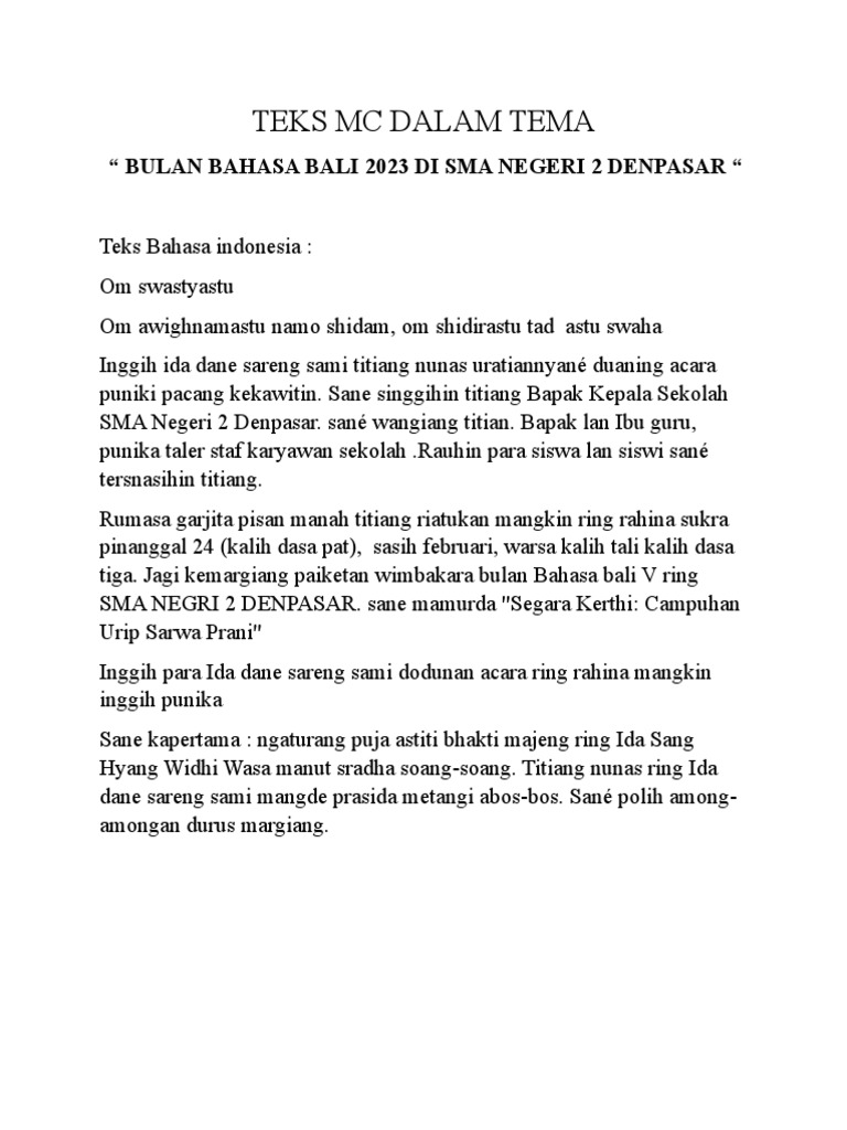 Ugrawakia Bahasa Bali | PDF