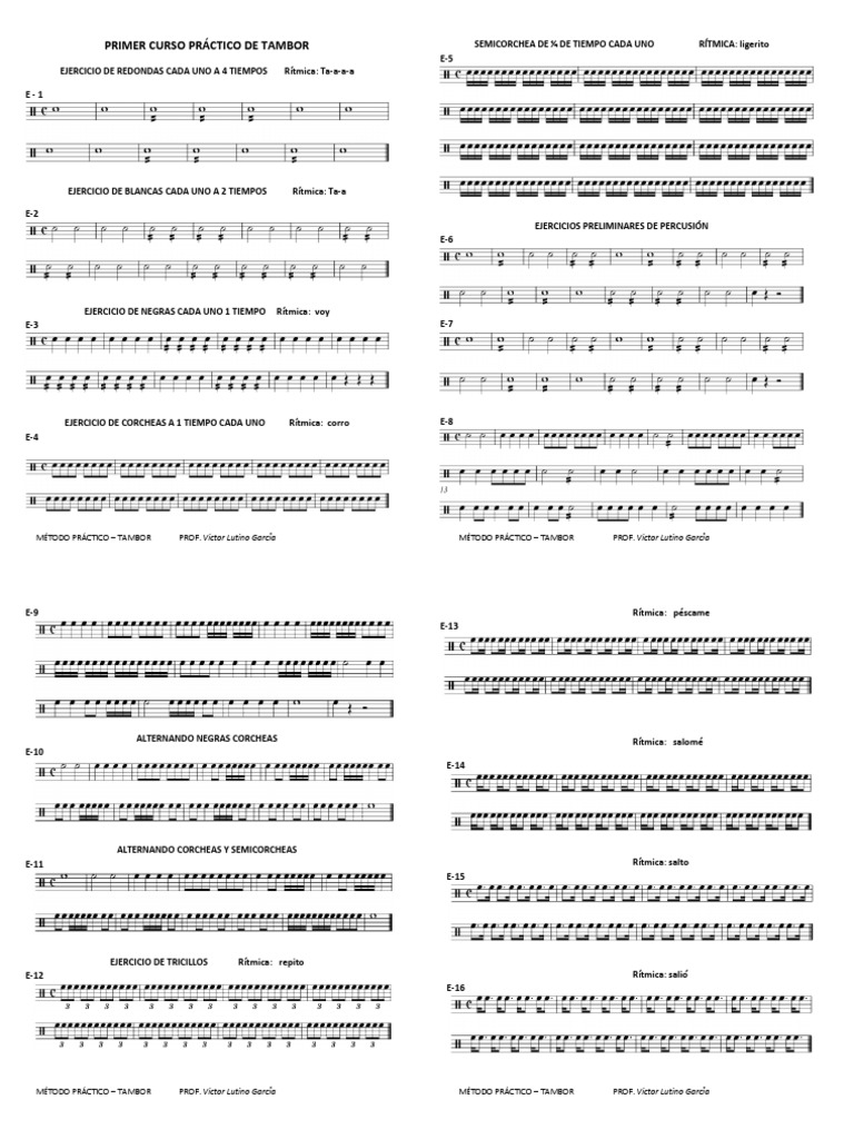 Metodo Tambor | PDF | Notación musical | Composiciones Musicales