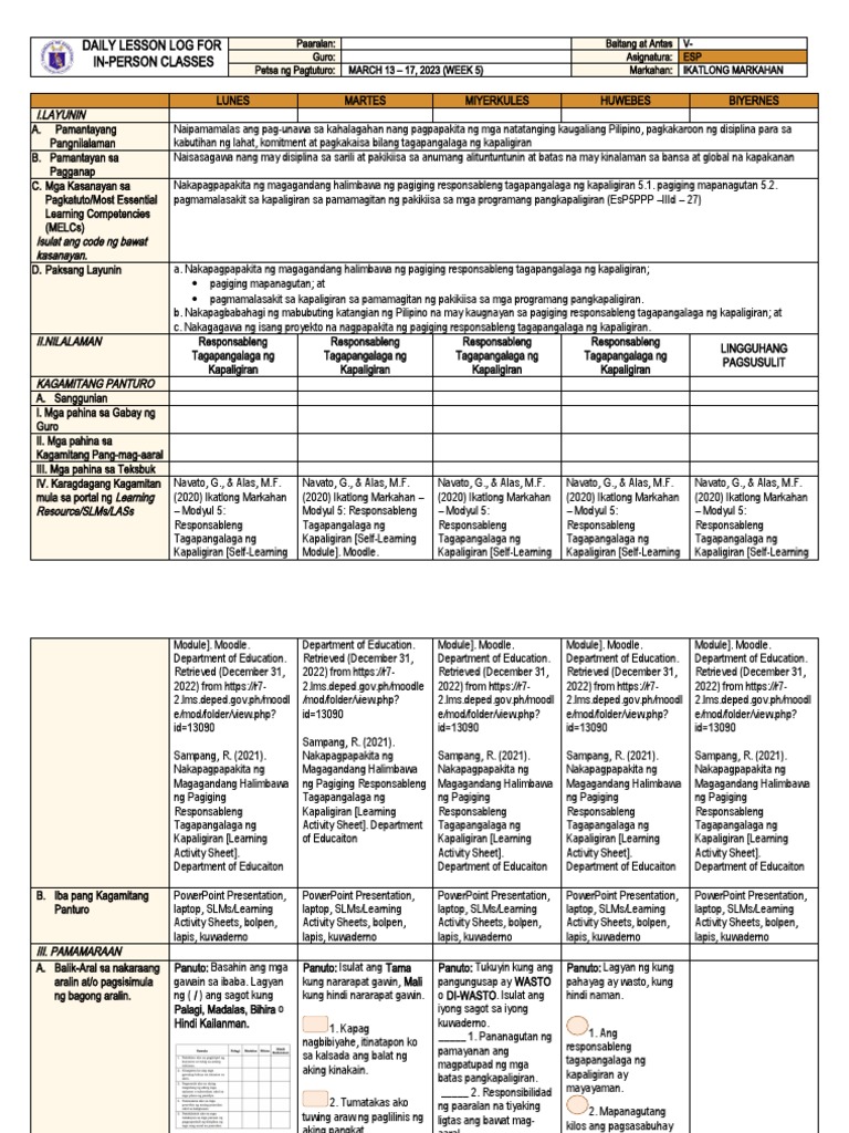 G5 Q3w5 Dll Esp Melcs Pdf