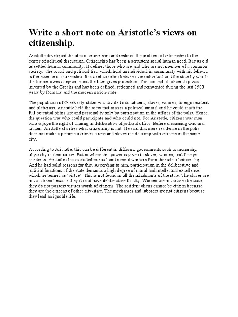 Write A Short Note On Aristotle | PDF