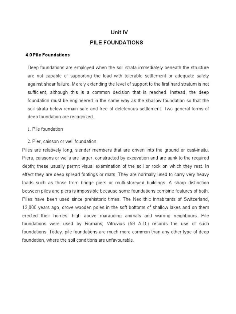 Pile Foundations Notes | PDF