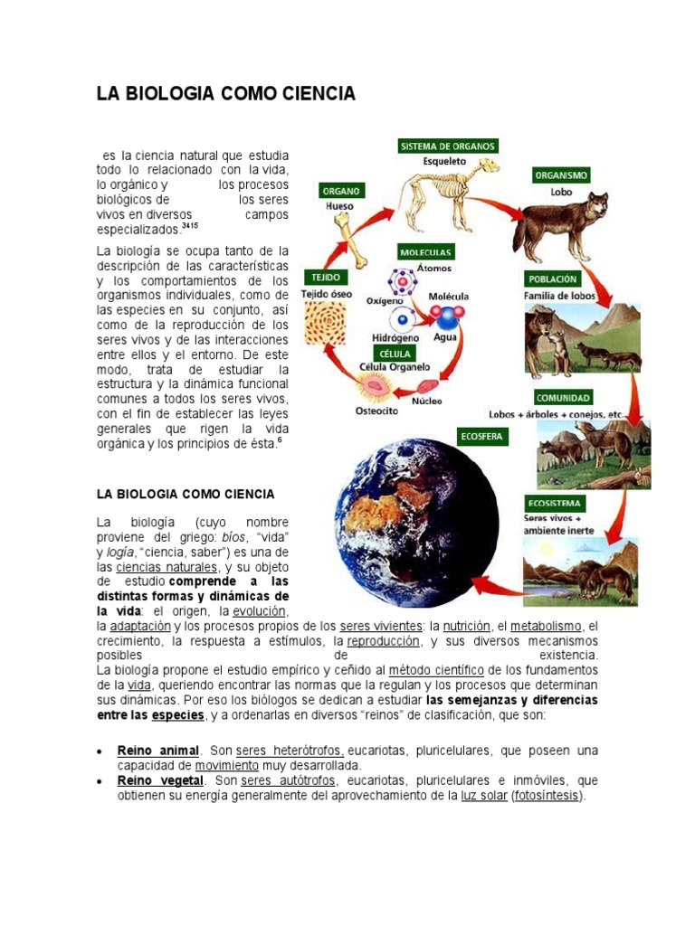 La Biologia Como Ciencia de La Vida | PDF | Biología | Organismos
