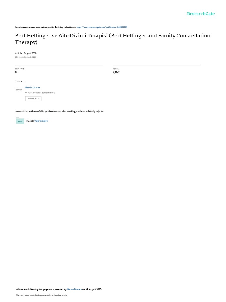 Bert Hellinger Ve Aile Dizimi Terapisi (Bert Hellinger and Family ...