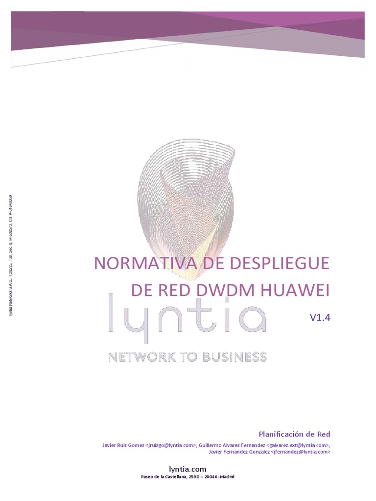 Normativa de Despliegue de Red DWDM Huawei v1.4 | PDF | Tecnología de ...