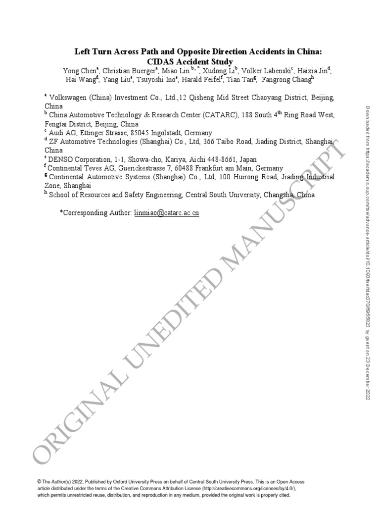Left Turn Across Path and Opposite Direction Accid | PDF | Traffic ...