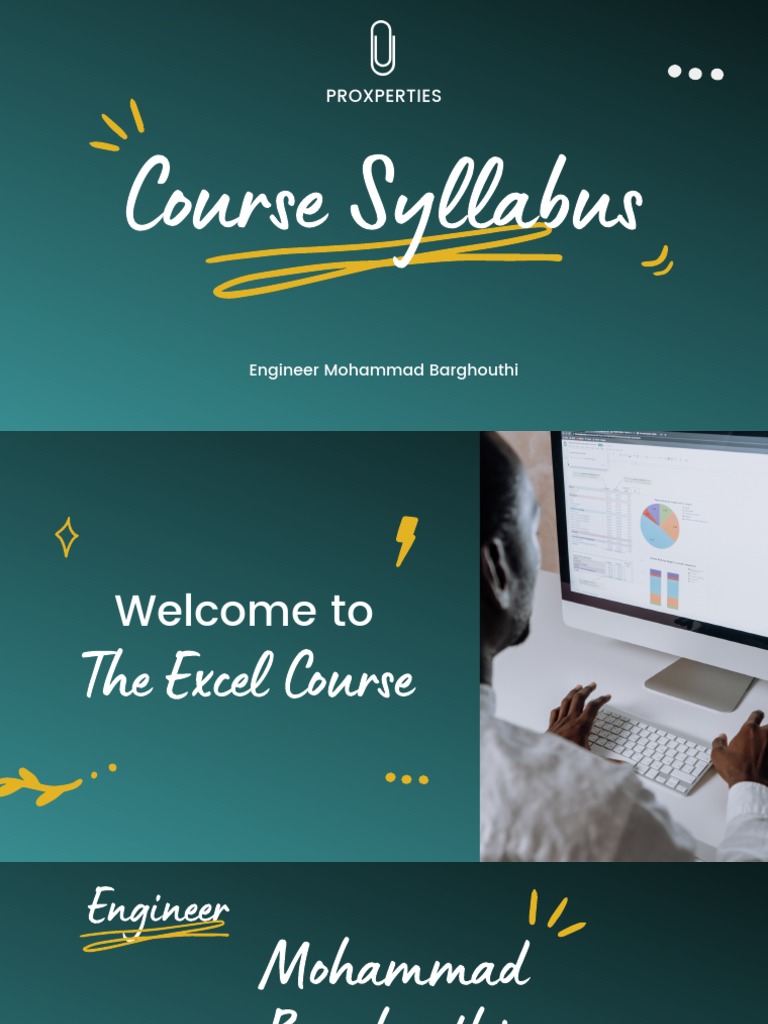 Proxperties Excel Course Syllabus | PDF | Microsoft Excel | Pie Chart Proxperties Excel Course Syllabus | PDF | Microsoft Excel | Pie Chart