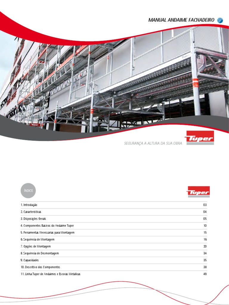Manual do Andaime Fachadeiro Tuper | PDF | Parafuso | Andaime