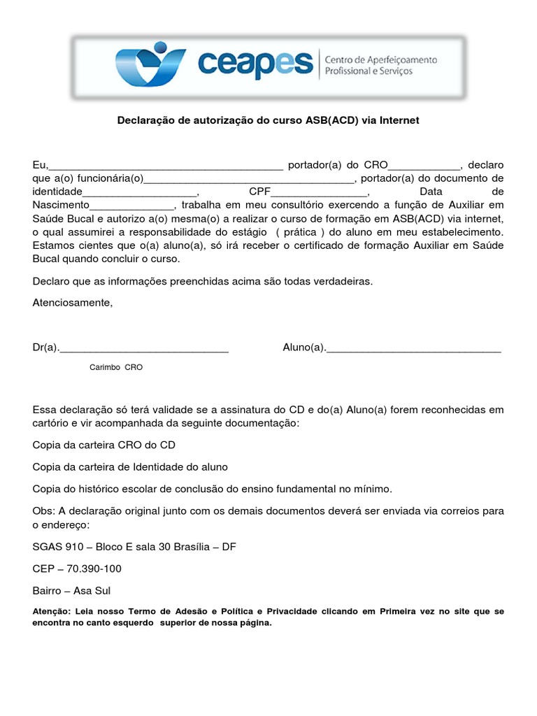 Declaracao Autoriza | PDF