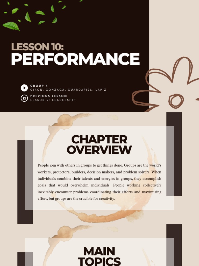 PERFORMANCE Group Dynamics | PDF | Brainstorming | Social Psychology