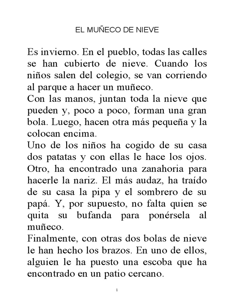 Tema 12 - EL MUÑECO DE NIEVE | PDF