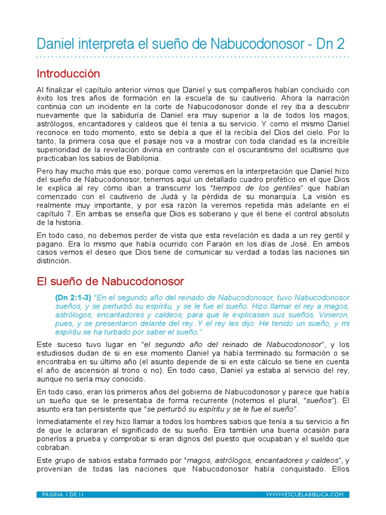 Daniel Interpreta El Sueno de Nabucodonosor | PDF | Daniel (figura bíblica) | Nabucodonosor Ii
