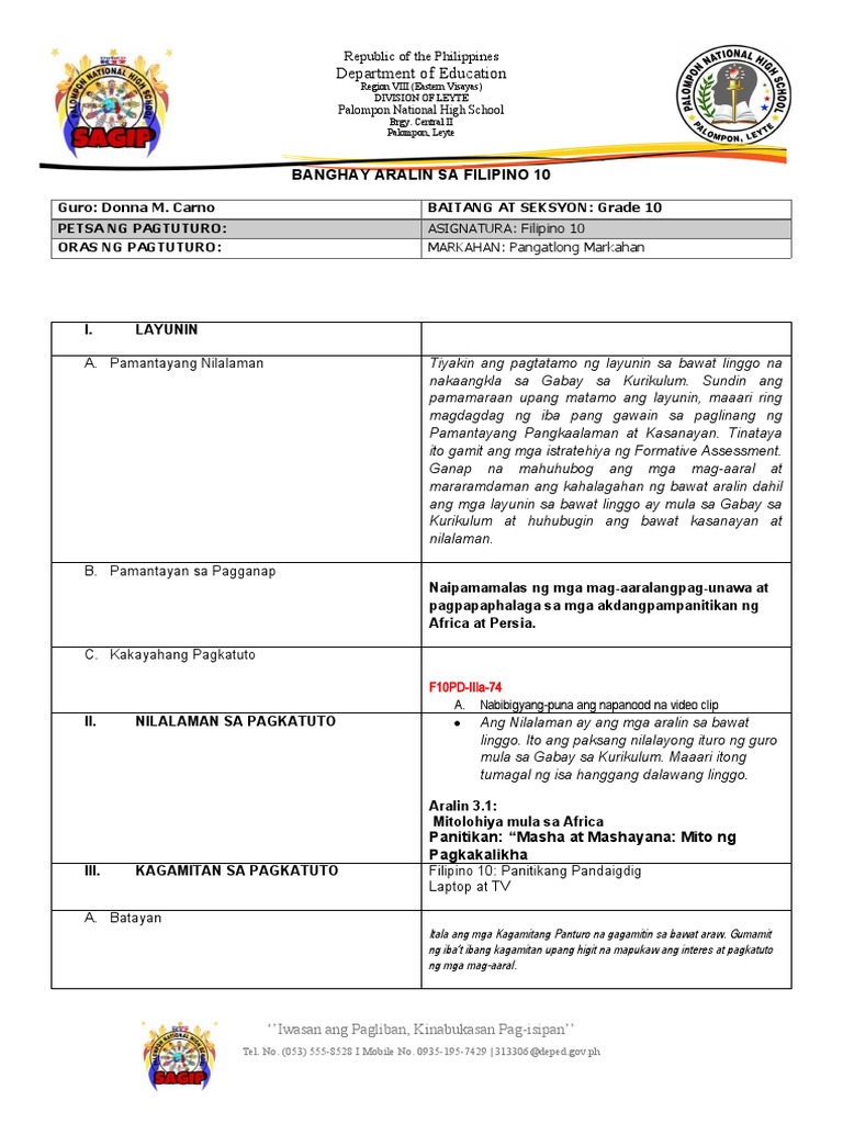 DLP Filipino 10 3RD Quarter | PDF