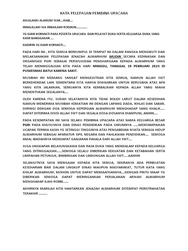 Sambutan Pelepasan | PDF