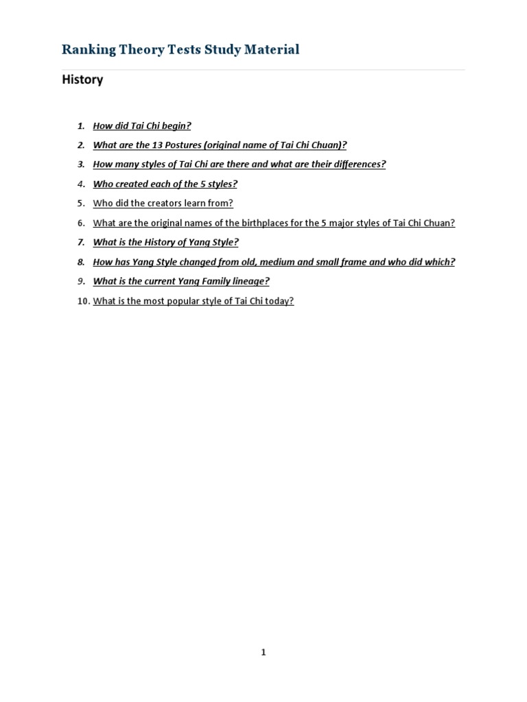 Study Material 1st Duan | PDF | Tai Chi | Qi