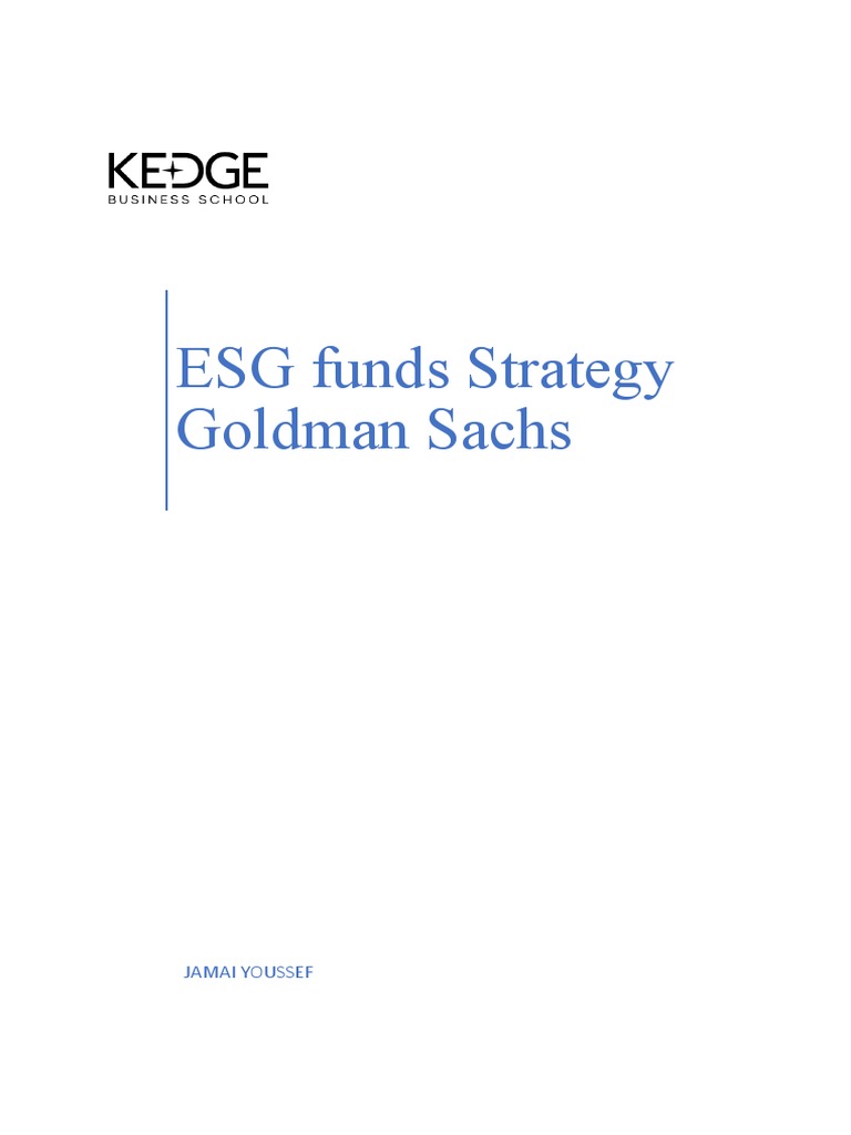 Esg Funds Pdf Goldman Sachs U S Securities And Exchange Commission