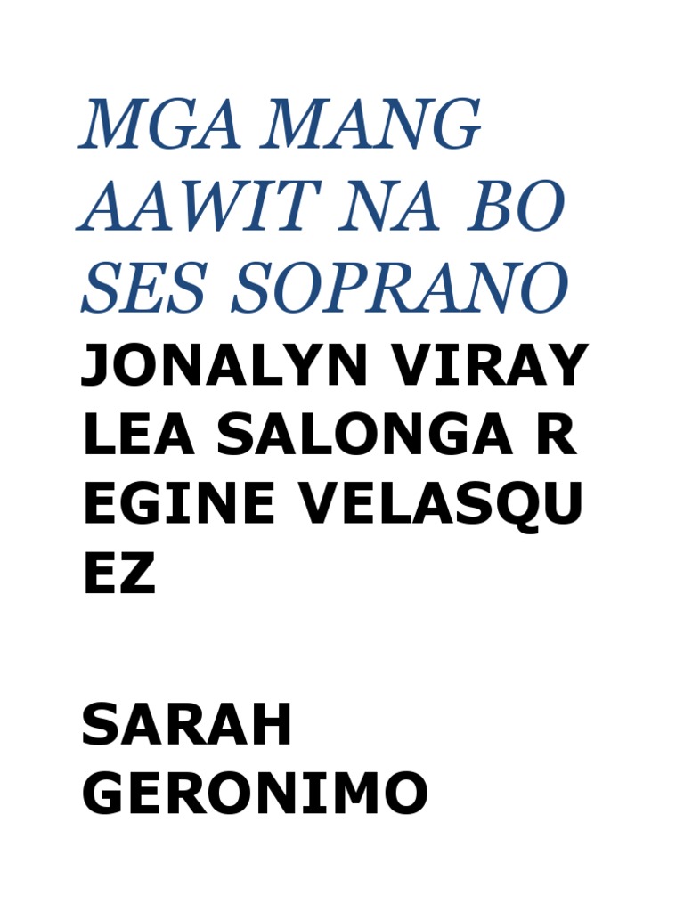 Mga Mang Aawit | PDF