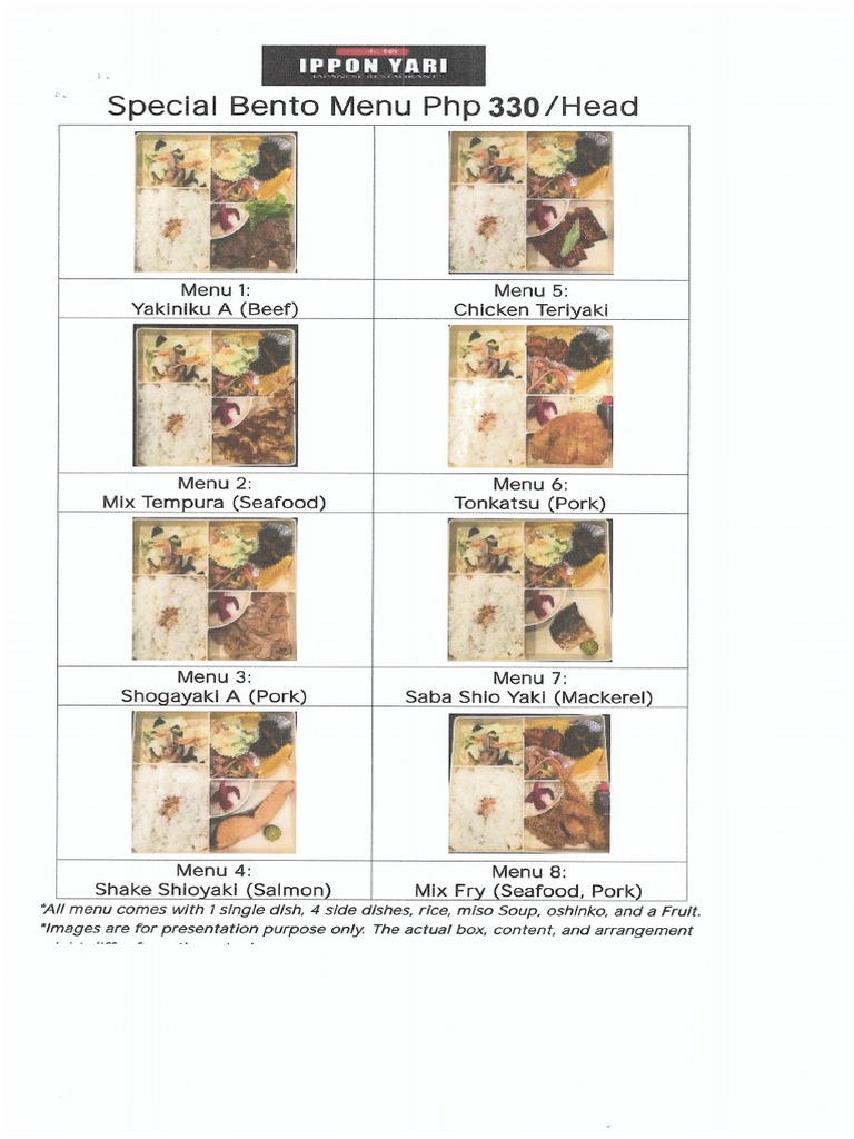 Bento Menu Ippon Yari | PDF