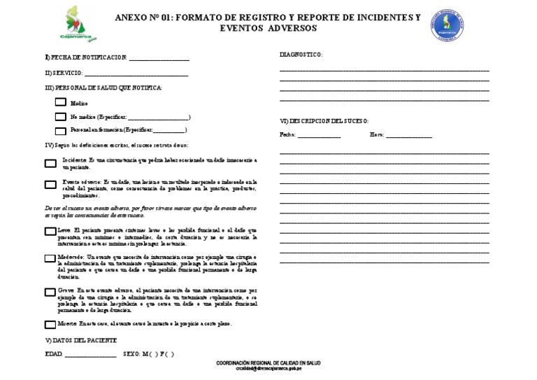 Ficha Reporte Eventos Adversos | PDF | Epidemiología | Ciencias de la Salud
