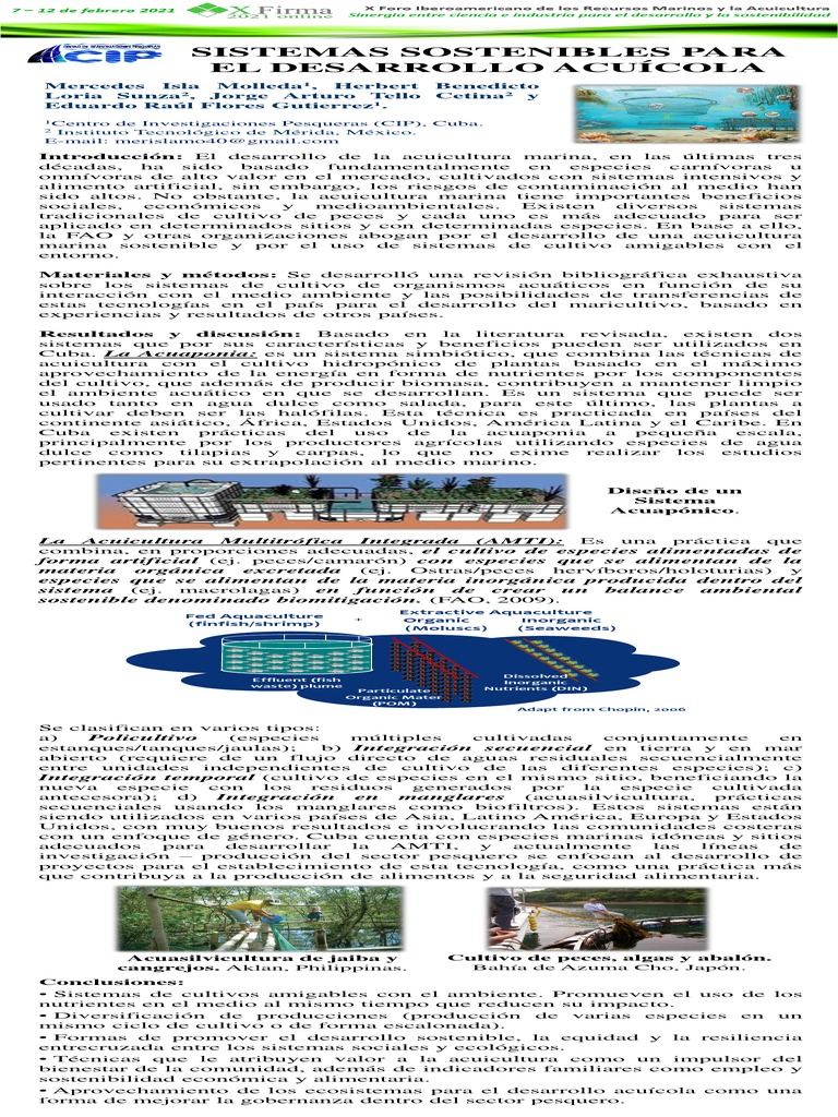 0605 Poster - FIRMA MIM 2021 - Mercedes Isla | PDF | Acuaponia | Acuicultura
