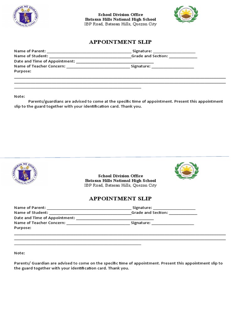Appointment Slip | PDF