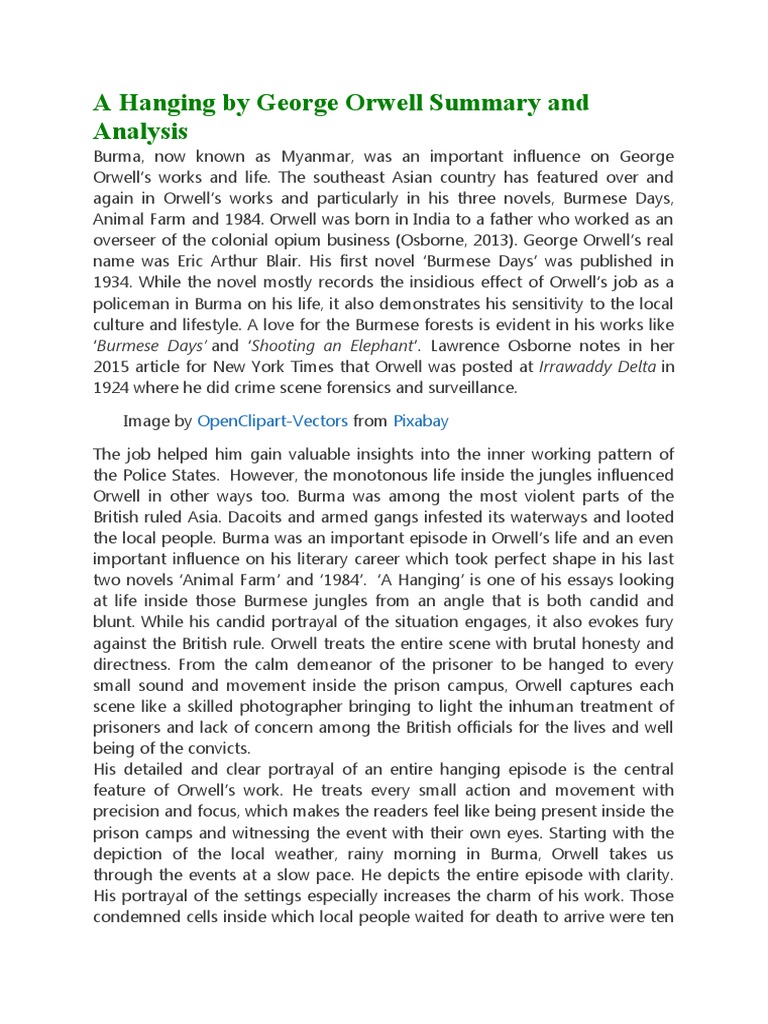 A Hanging by George Orwell Summary and Analysis Nat 5 | PDF | George ...