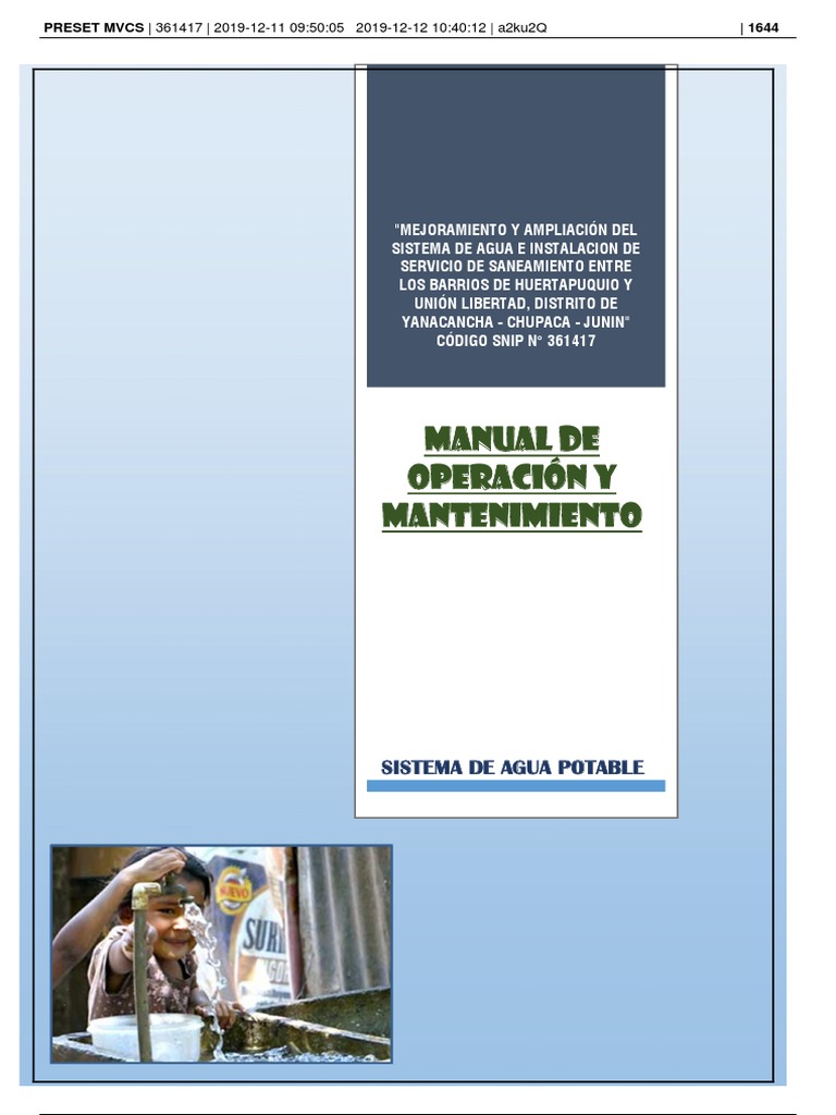 Manual de Operación y Mantenimiento | PDF | Agua | Materiales transparentes