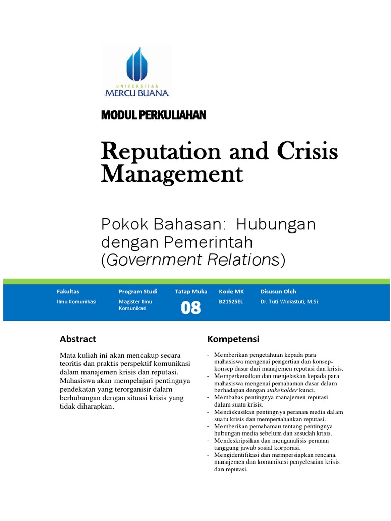 Modul Reputation Crisis Management-08 | PDF