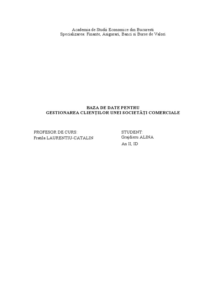 Proiect Baze Date | PDF