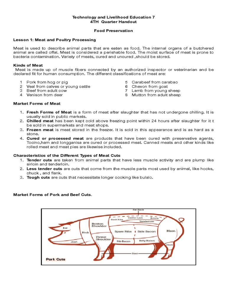 3rd Quarter Handout TLE 7 | PDF | Pickling | Food Preservation