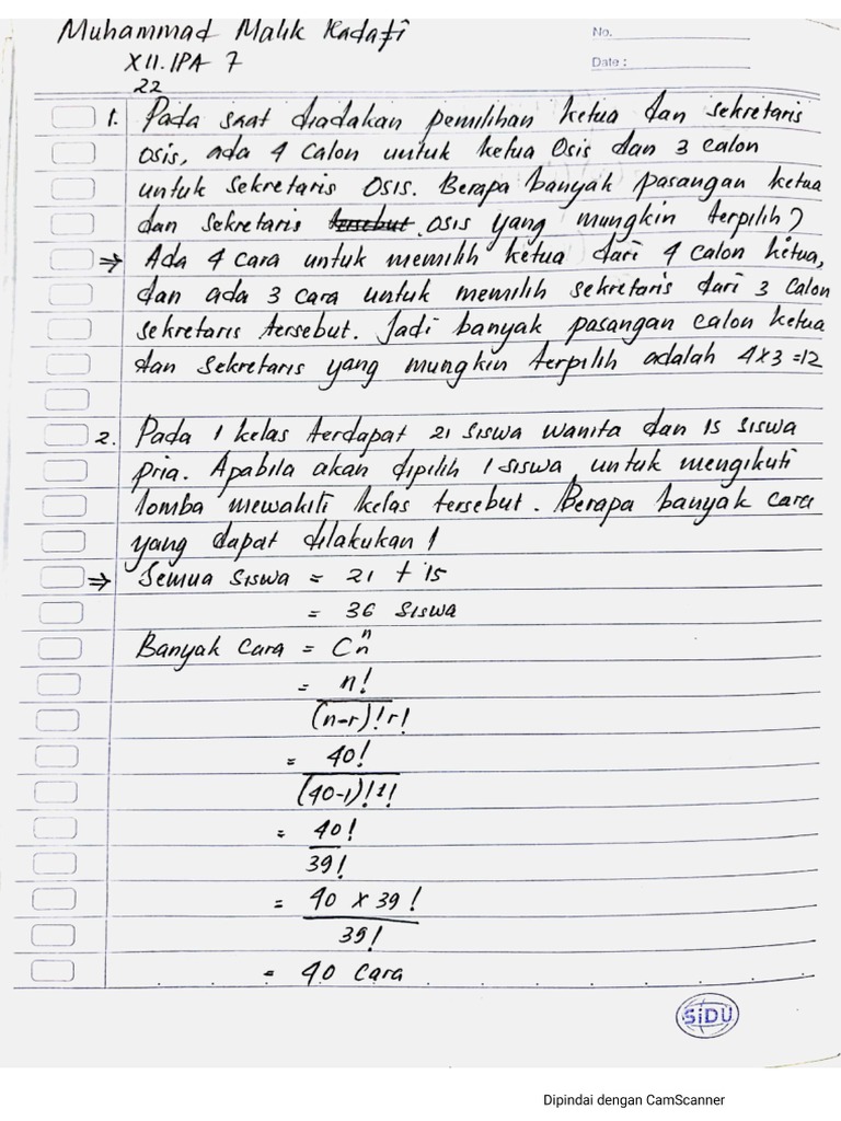 MTK, Muhammad Malik Kadafi XII IPA 7 | PDF