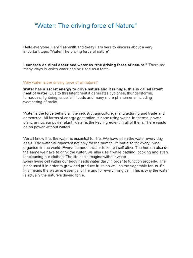 Importance of Water in Nature | PDF | Water | Nature