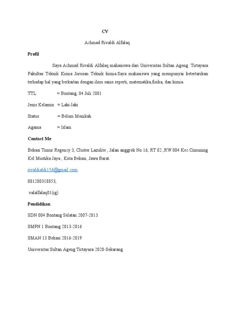 CV - Achmad Rivaldi Alfalaq - 3335200088 | PDF