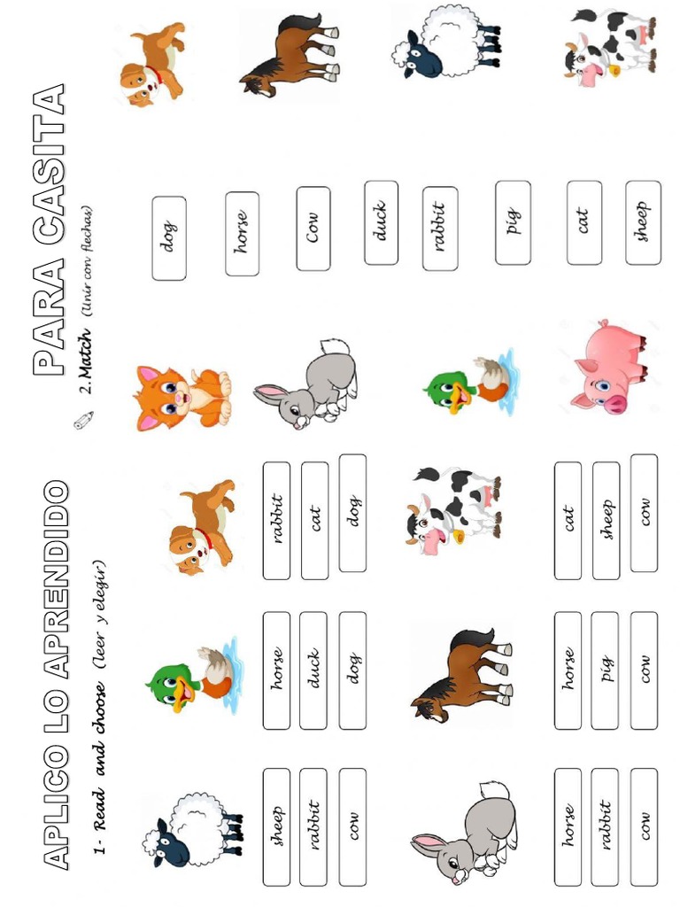 animales de la granja inglés | PDF