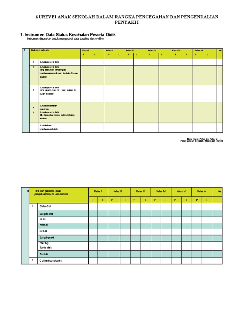 Instrumen Model Sekolah Sehat | PDF