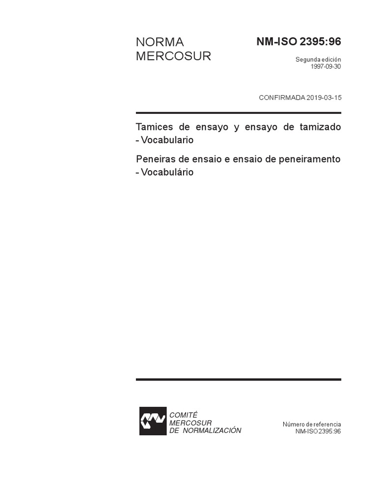 NBR NM Iso 2395 | PDF | Organización internacional para la ...