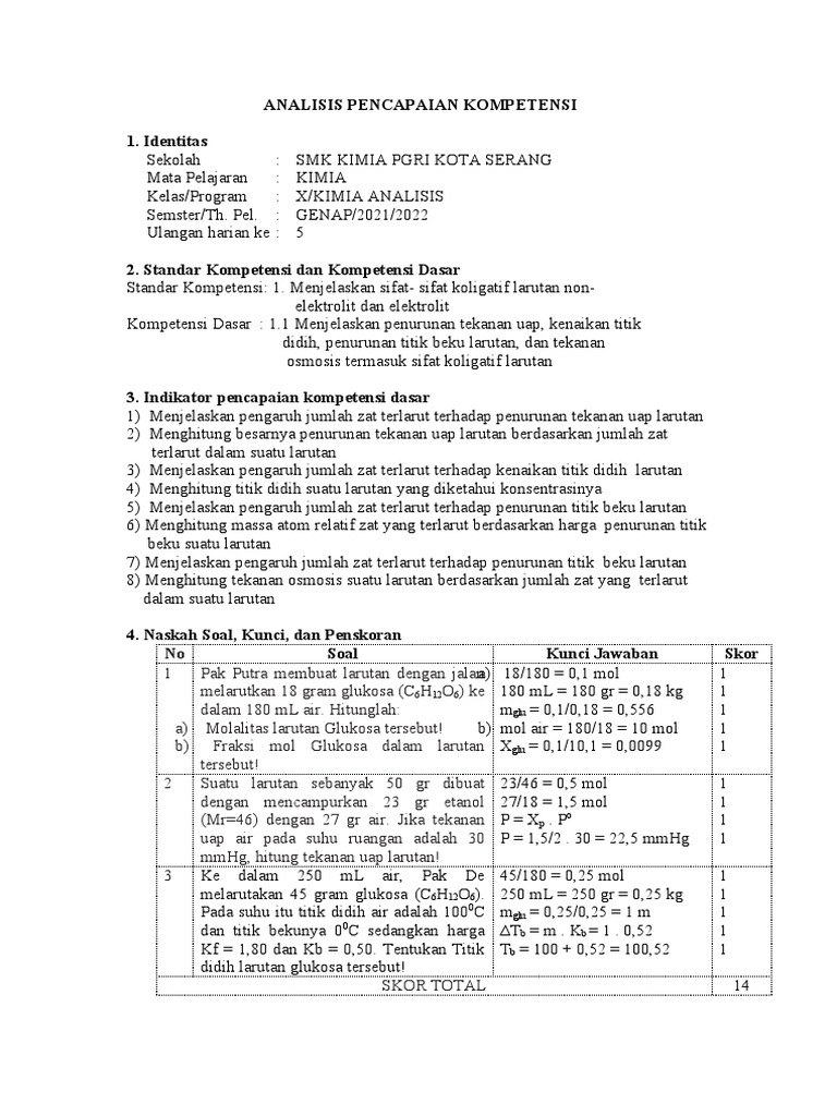 Analisis Pencapaian Kompetensi | PDF