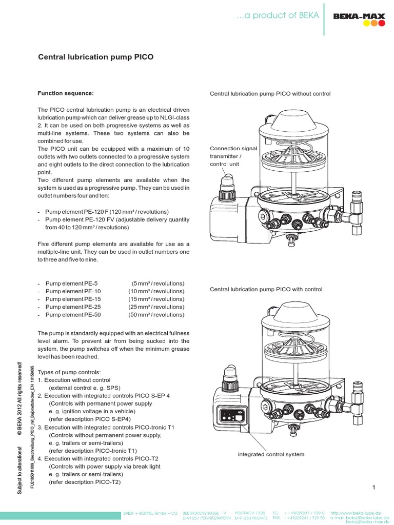 FU2185011009 Description PICO With Bayonet Connector EN | PDF | Pump ...