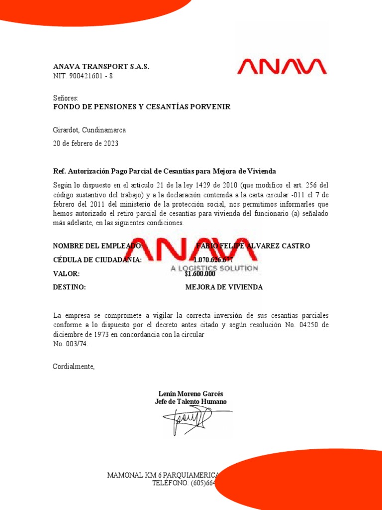 Anava Transport S.A.S. | PDF