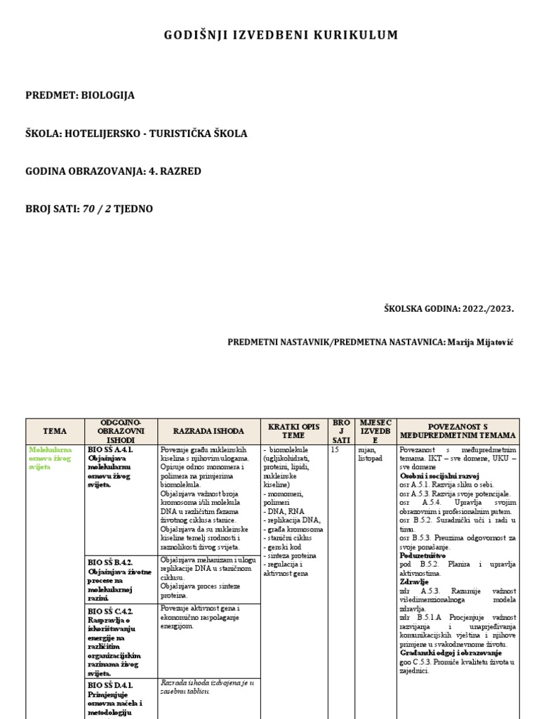 GiK Biologija 4 | PDF
