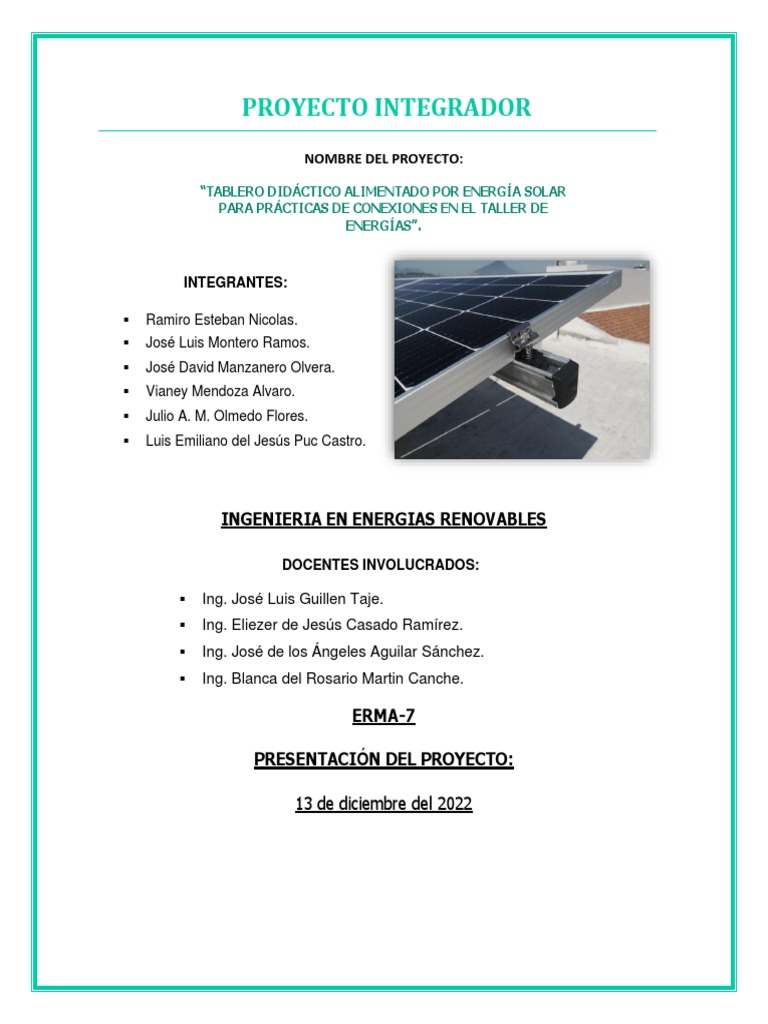 Proyecto Final | PDF | Fotovoltaica | Energía solar