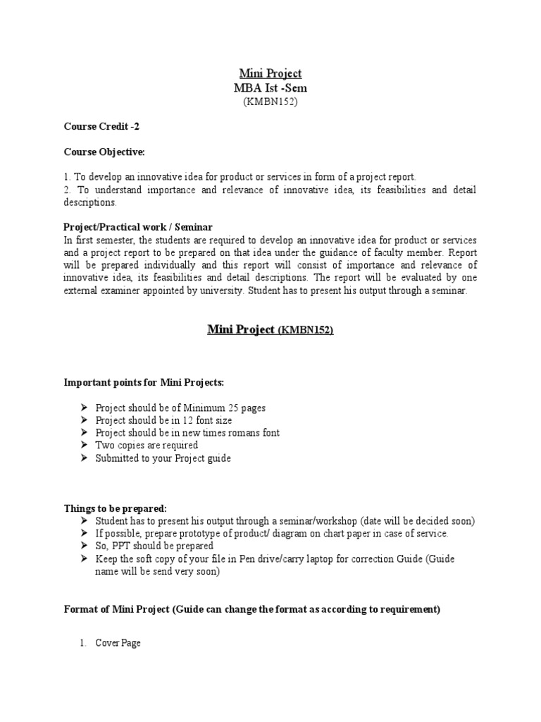 Format of Mini Project | PDF | Business | Business Economics