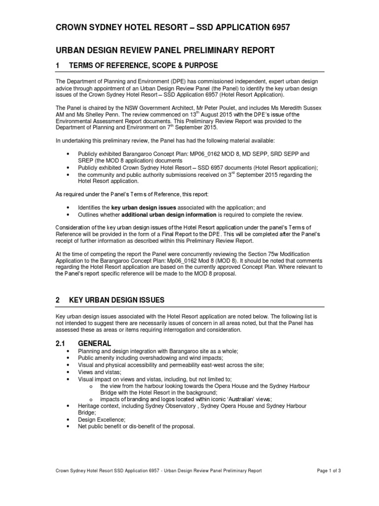 Barangaroo Design Advisory Panel - Preliminary Report... | PDF | Urban ...