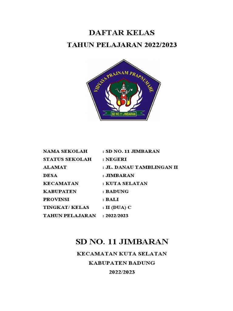 Daftar Kelas KLS V C | PDF