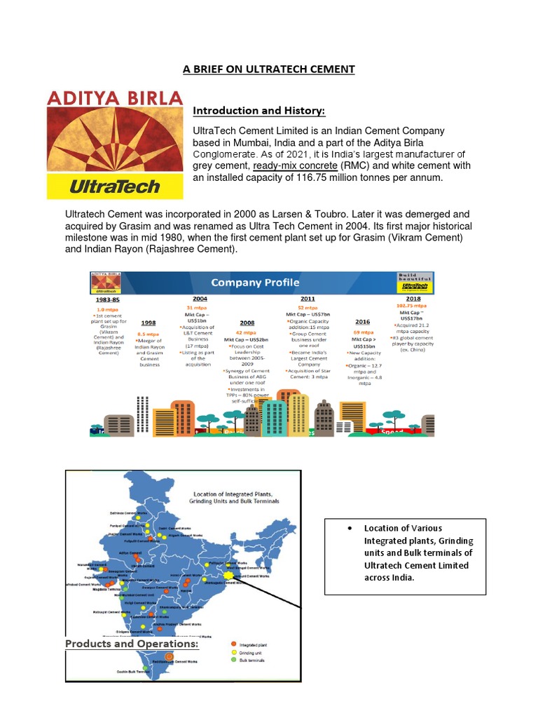 Overview of UltraTech Cement Operations | PDF | Cement | Building Materials