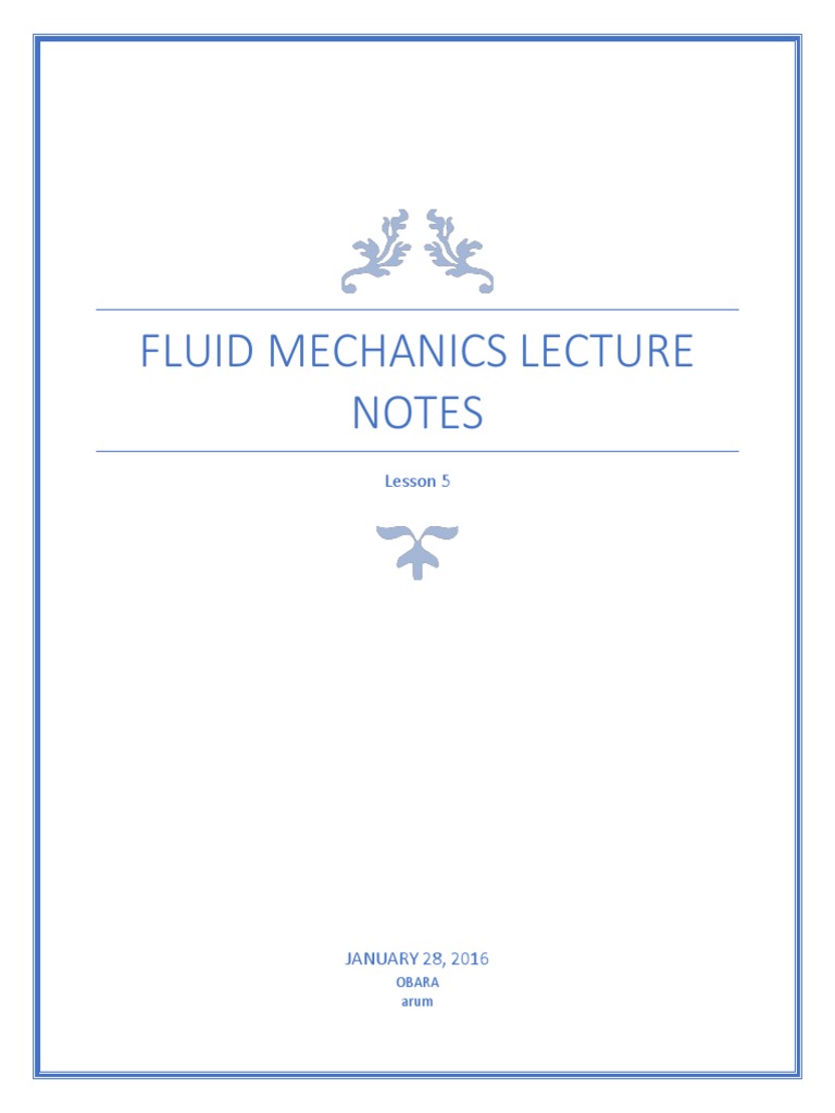 Fluid Mechanics Lesson 5 | PDF Fluid Mechanics Lesson 5 | PDF