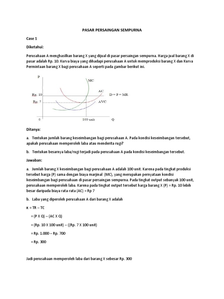 Pasar Persaingan Sempurna Case | PDF | Metode & Bahan Ajar